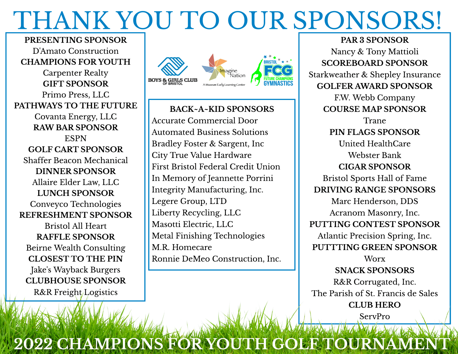 Champions for Youth Golf Tournament - Boys & Girls Club of Bristol