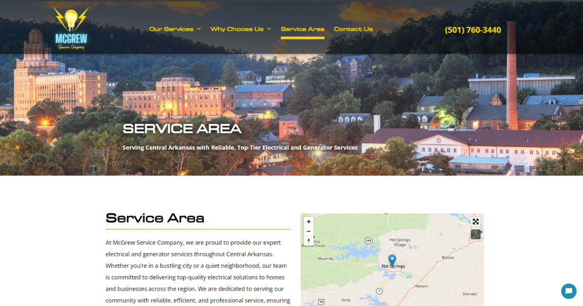 Service Areas | McGrew Service Company | Hot Springs AR