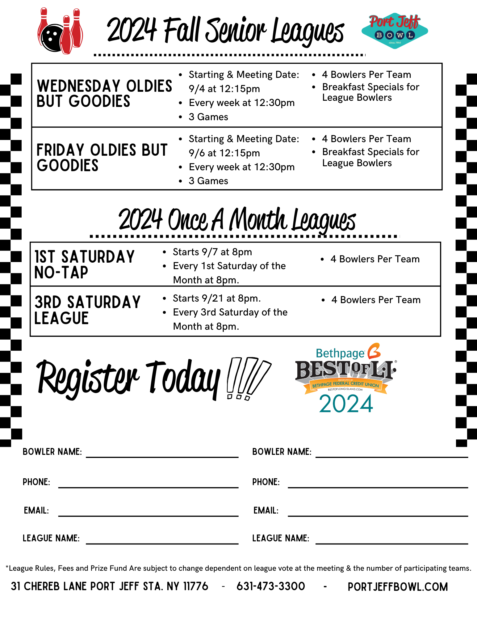Adult Leagues At Port Jeff Bowl