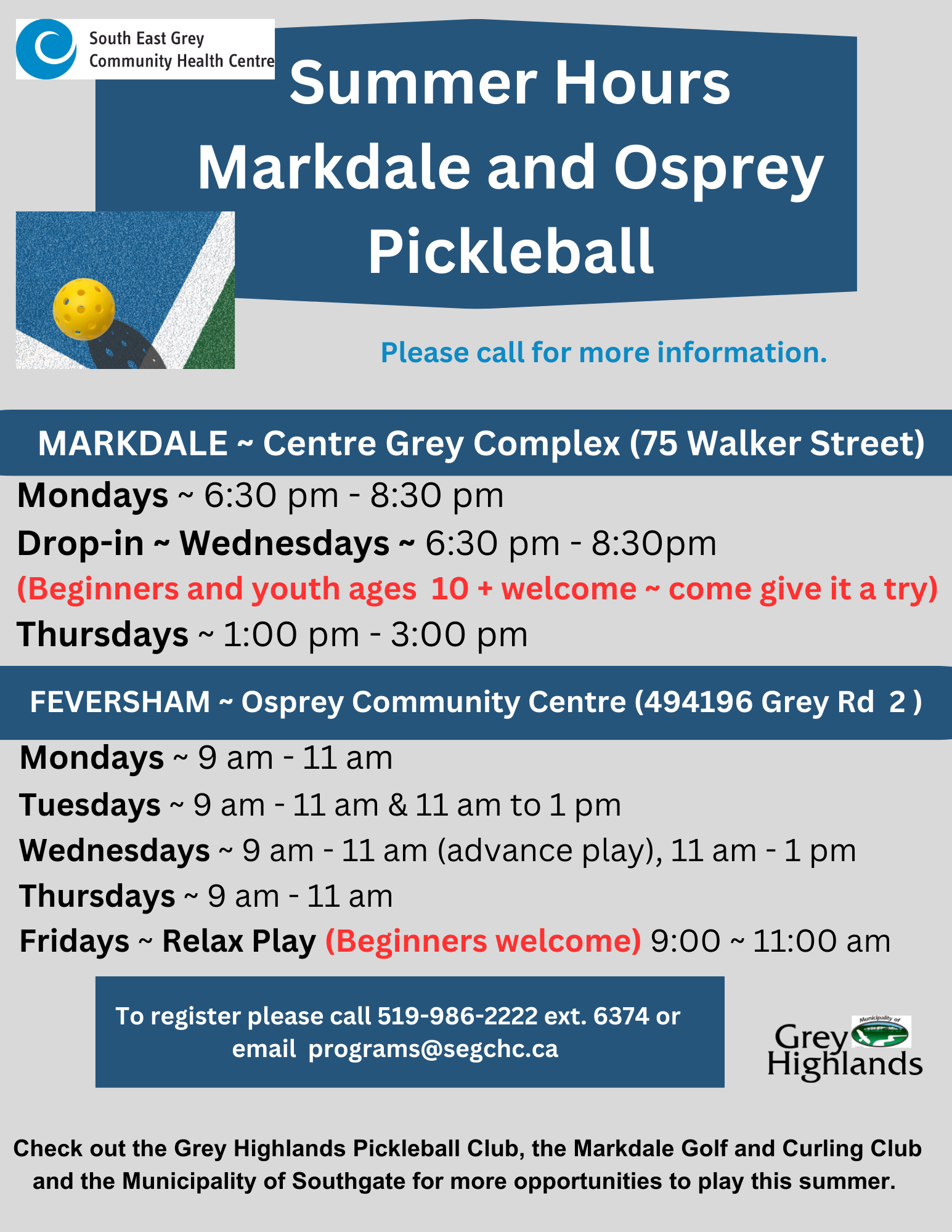 Markdale Recreation Committee | Upcoming Events