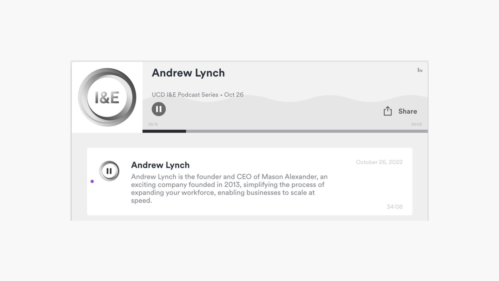 Andrew Lynch, UCD I&E Podcast Series