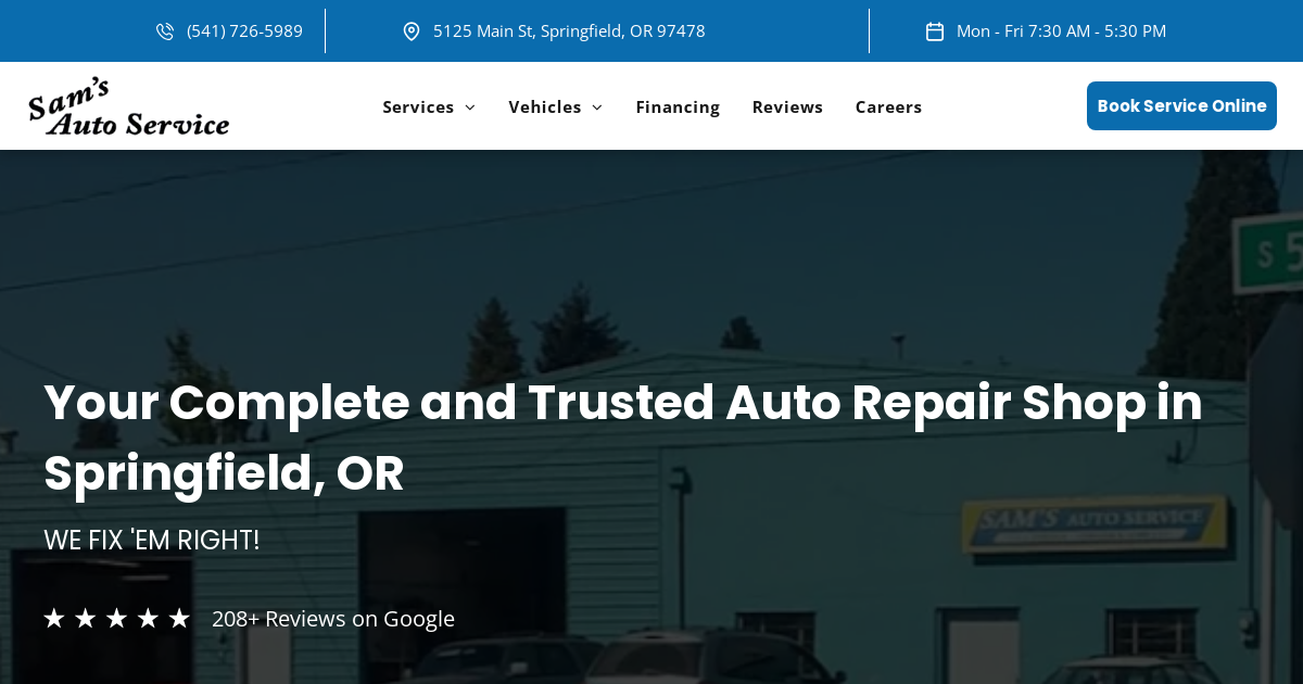 Reliable Auto Repair in Springfield, OR | Sam's Auto Services
