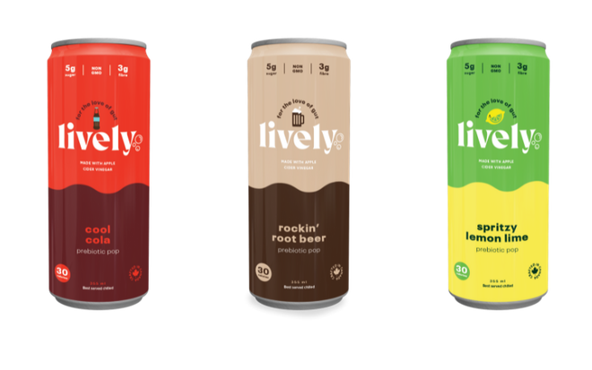 Lively is a prebiotic pop made with apple cider vinegar.