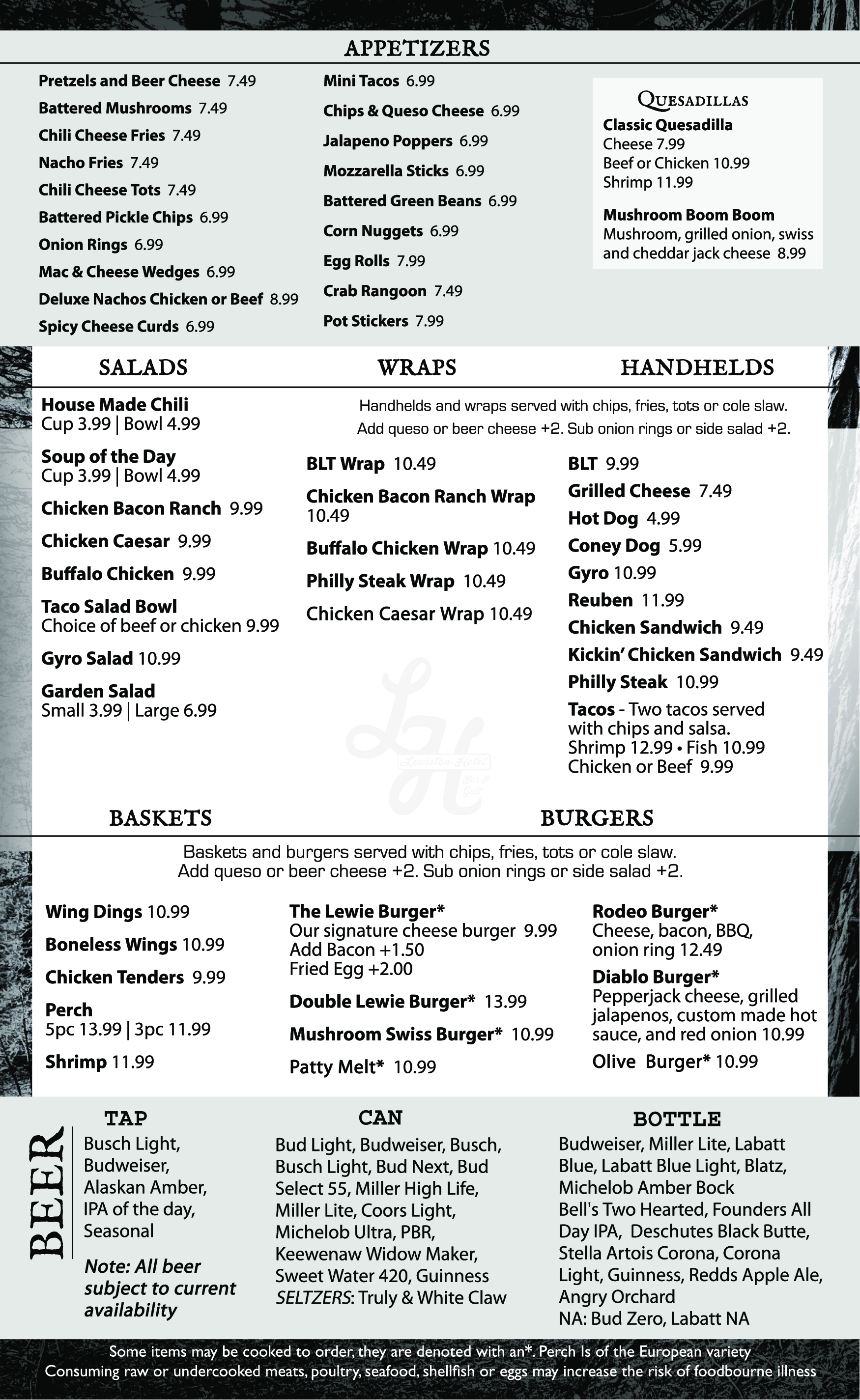 Main Menu | Lewiston, MI | 989-786-2333