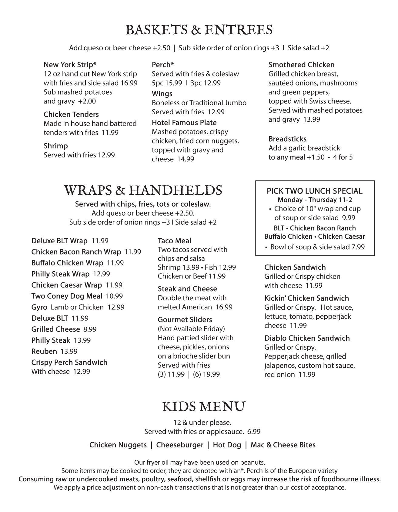Main Menu | Lewiston, MI | 989-786-2333