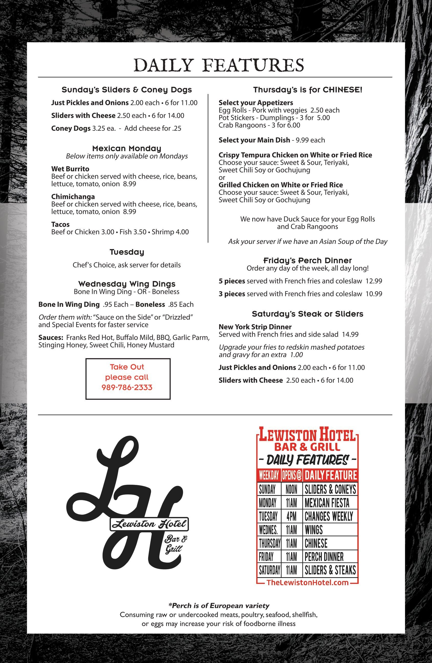 Main Menu | Lewiston, MI | 989-786-2333