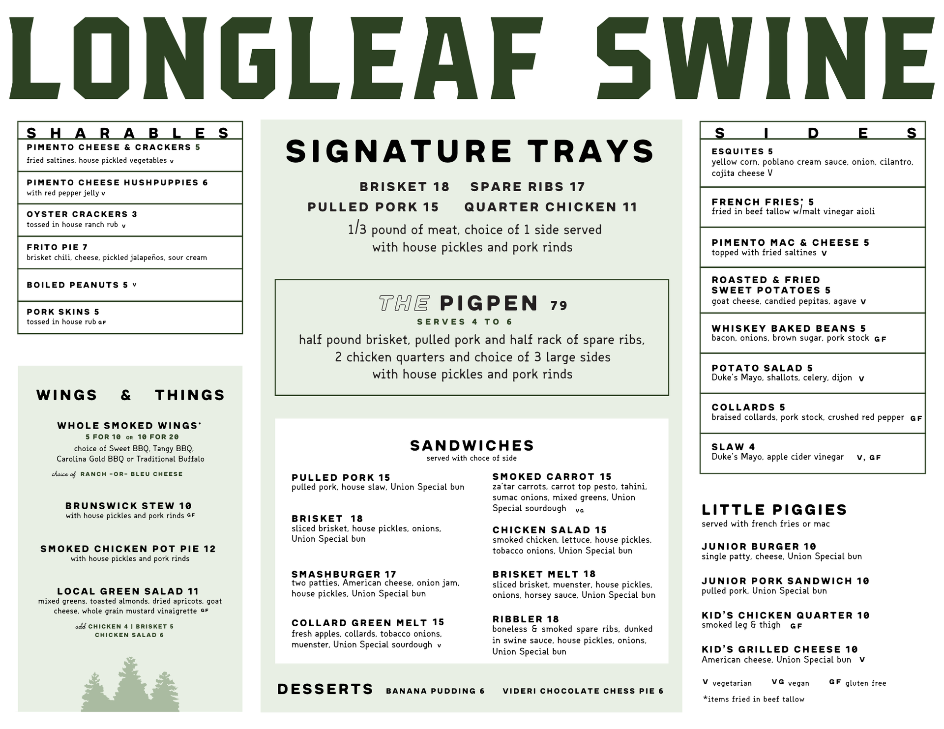 Menu | Longleaf Swine | Raleigh