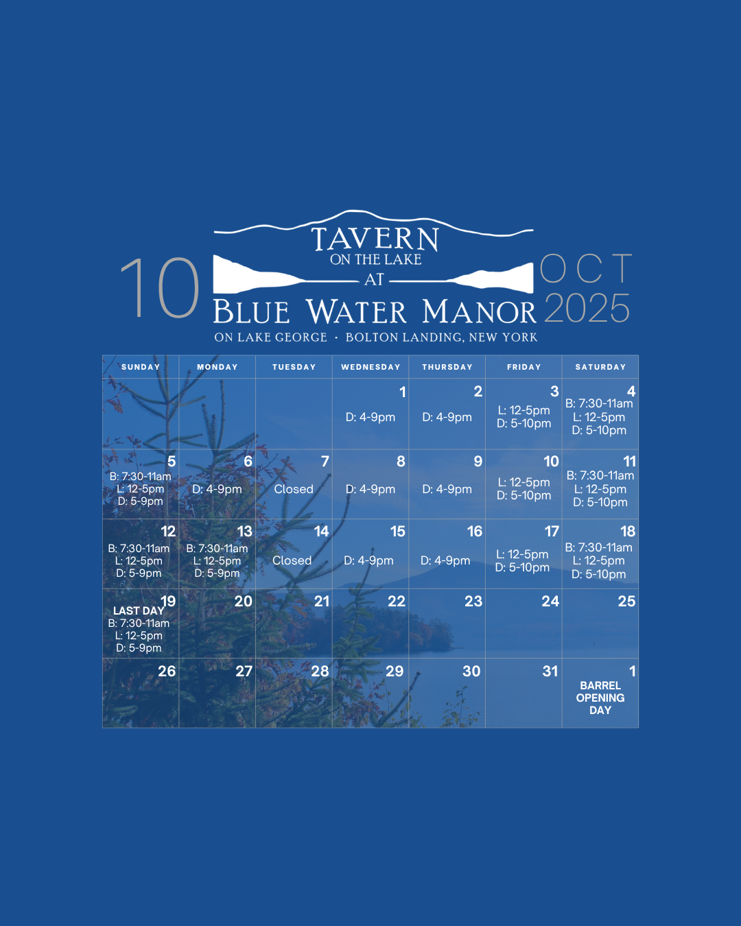 Dining & Hotel | Blue Water Manor | Bolton Landing, NY