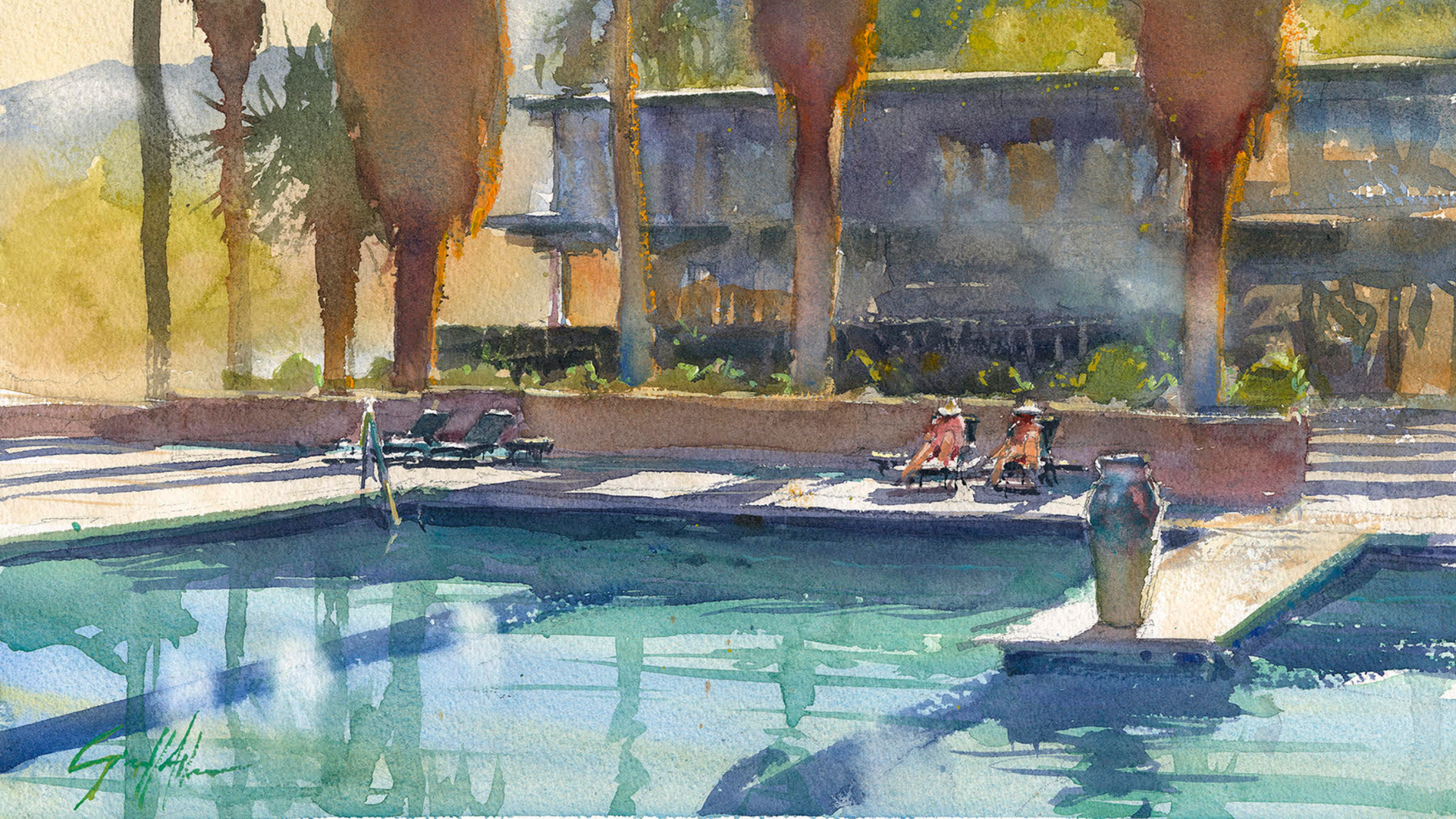 Painting Borrego: Geoff Allen Brings The Palms Pool to Life
