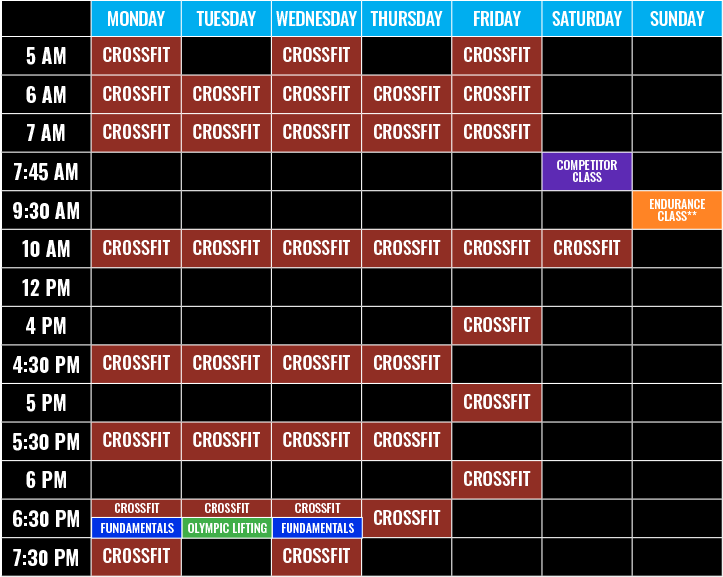 Crossfit Weekly Workout Schedule