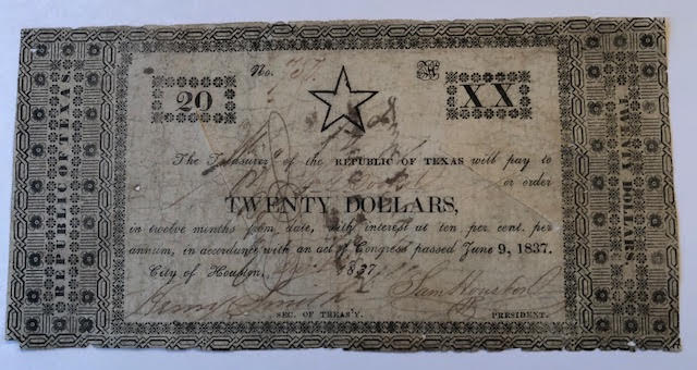 Republic of Texas Rare Currency and Documents | Texana History