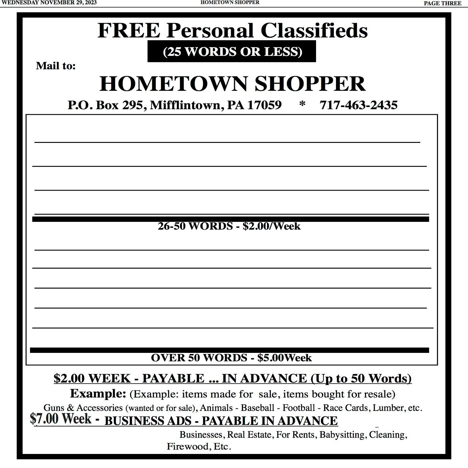 Weekly Magazine | Mifflintown, PA | Hometown Shopper