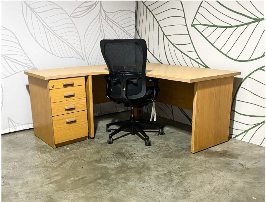 Oak corner desking