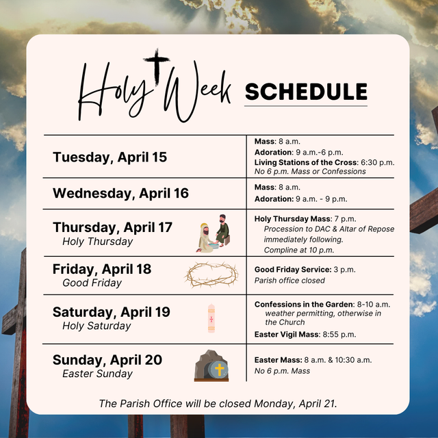 Holy Week Schedule