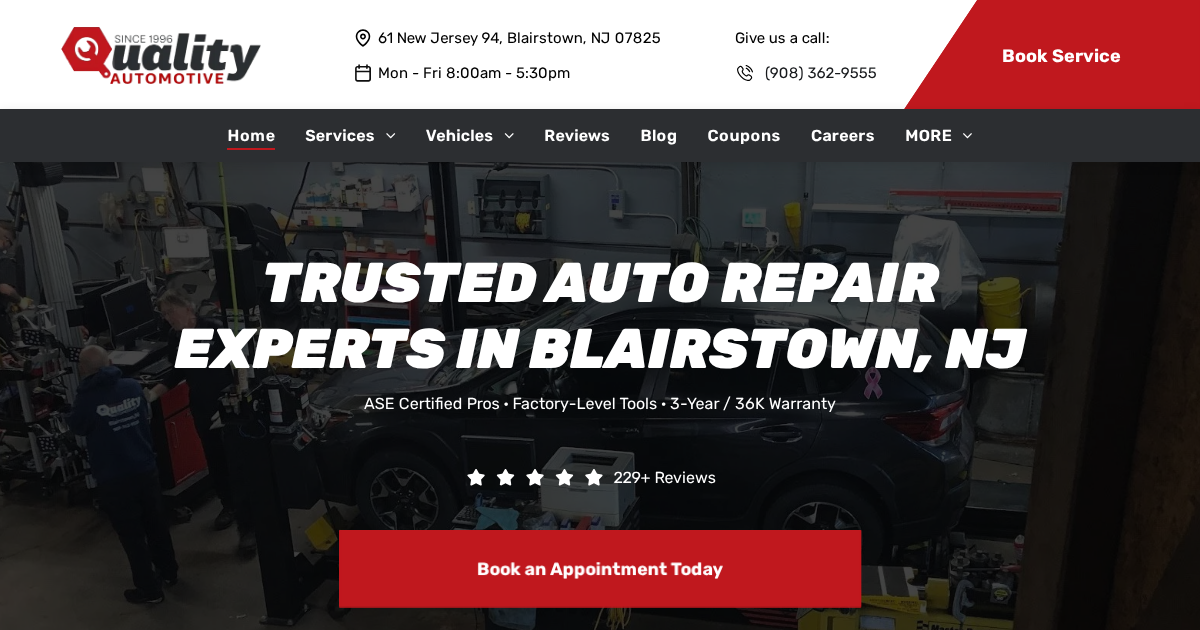 Auto Repair Services in Blairstown, NJ | Quality Automotive Repair