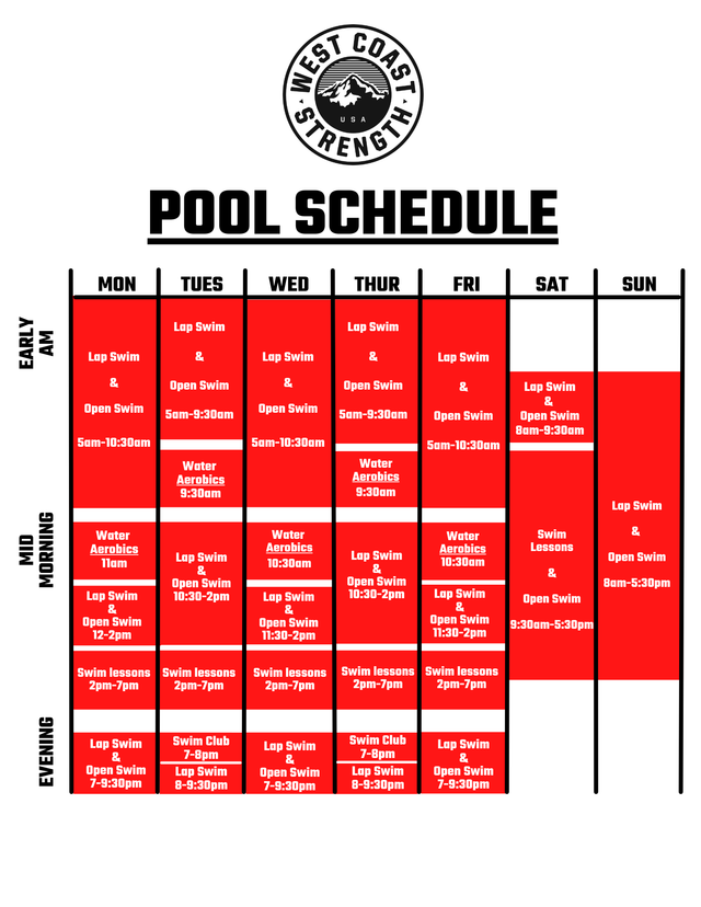 Clarendon Swimming Timetable