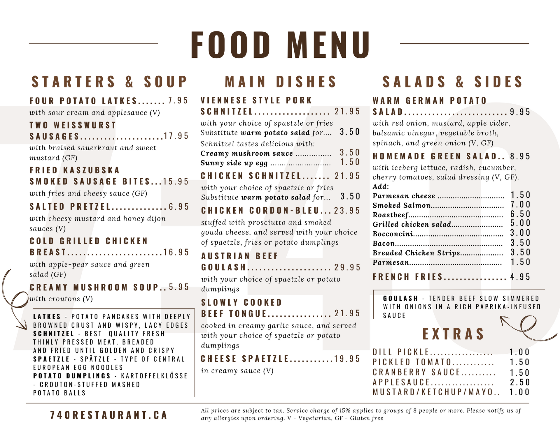 7:40 Restaurant | Hammonds Plains, NS | Menu