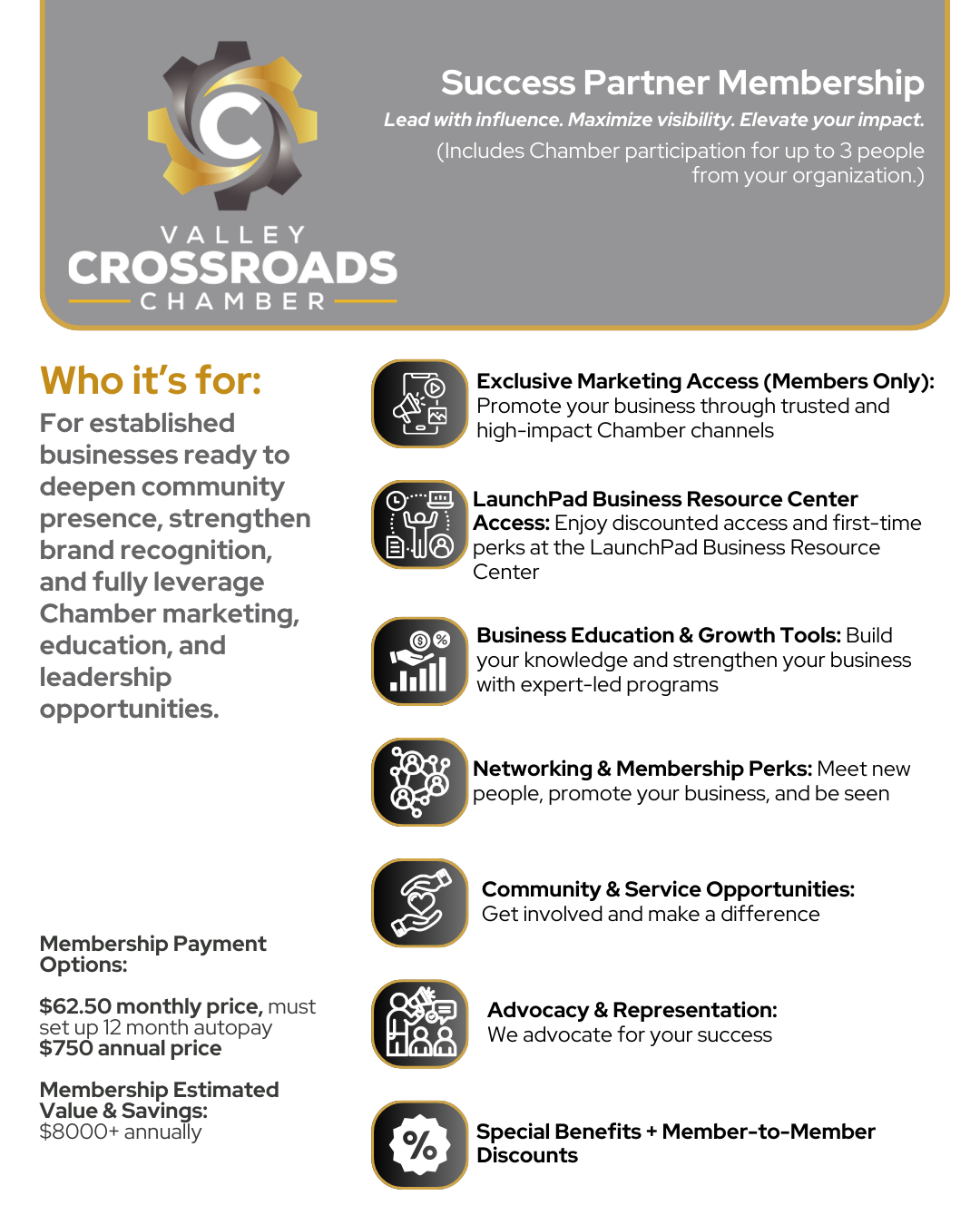 Success Partner - Join Valley Crossroads Chamber Today
