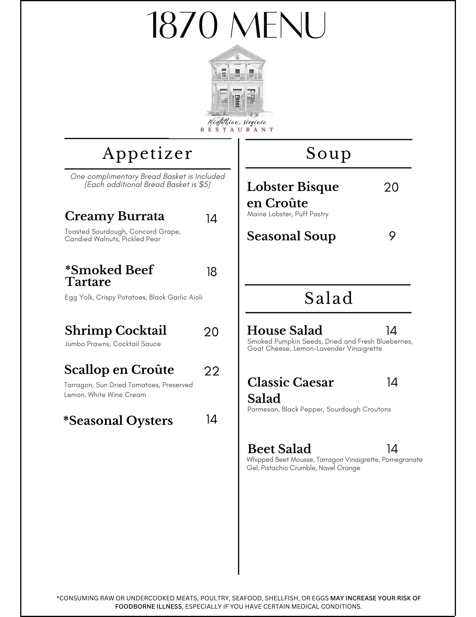 Dinner Menu