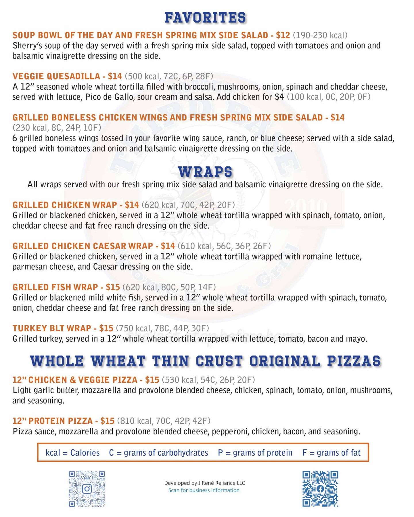 Lunch Menu | Mason, OH | James’ Third Base Sports Bar and Grill