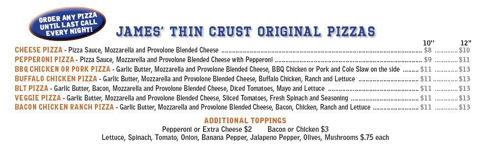 Lunch Menu | Mason, OH | James’ Third Base Sports Bar and Grill