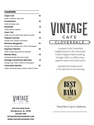 Vintage Menu