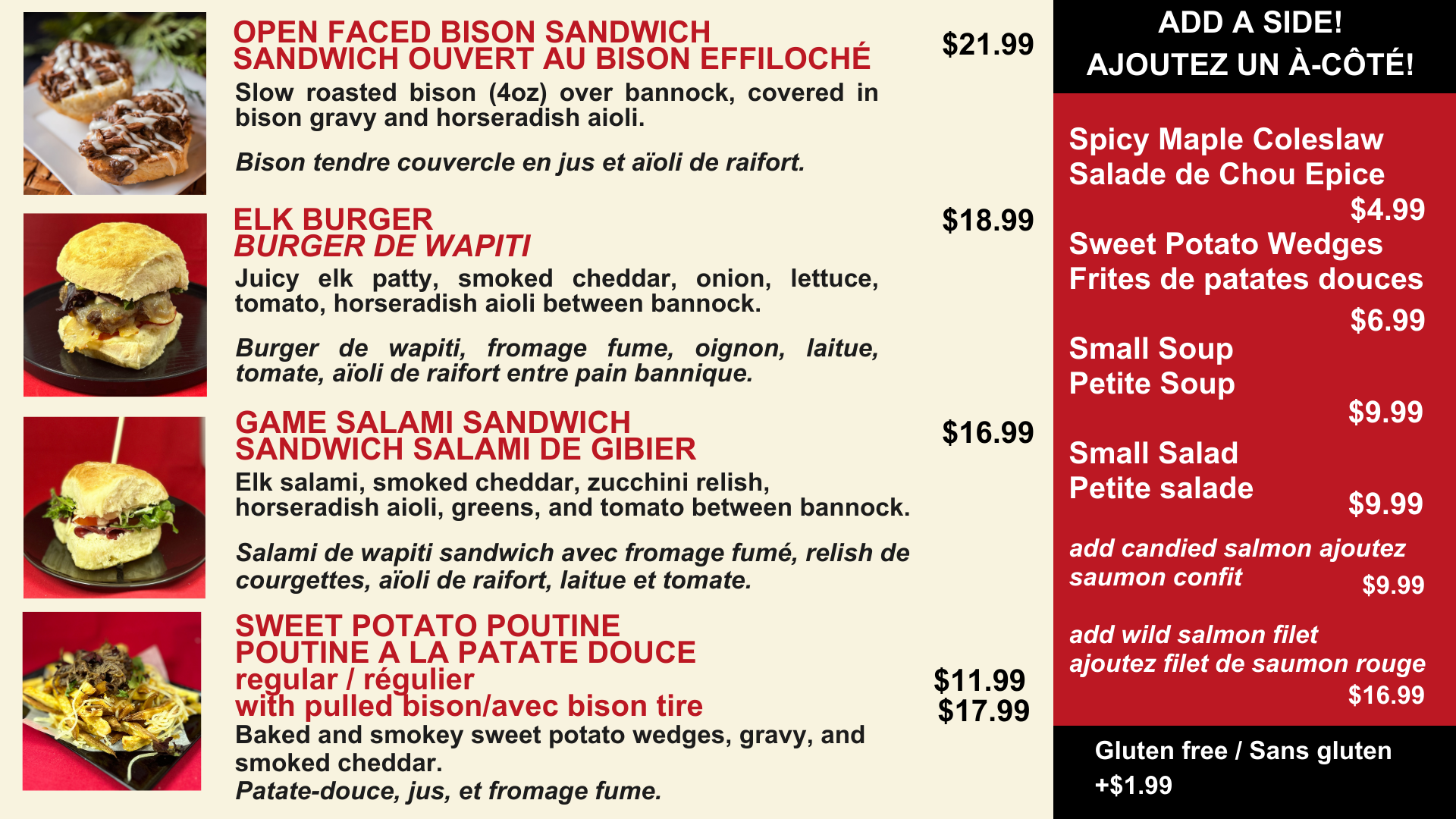 Salmon n' Bannock YVR On The Fly menu