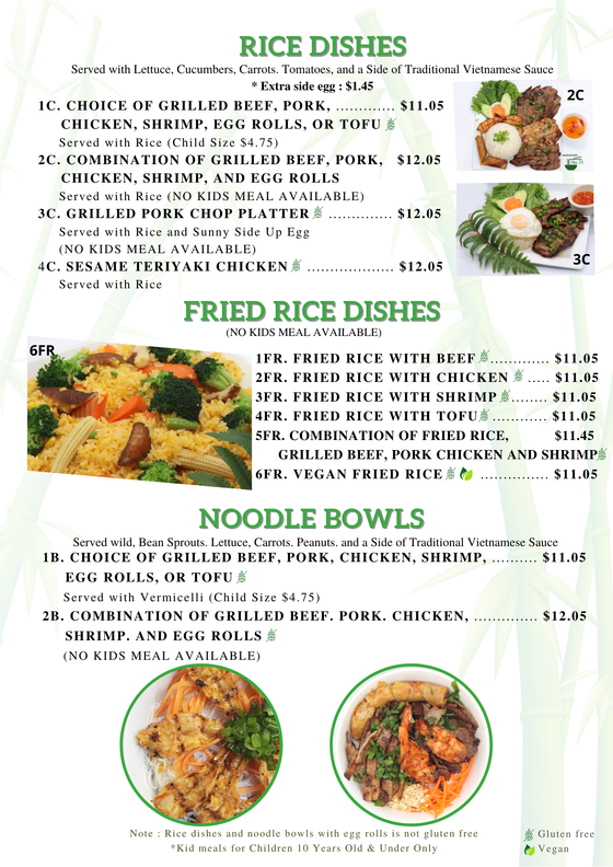 Pho78 Westminster Menu