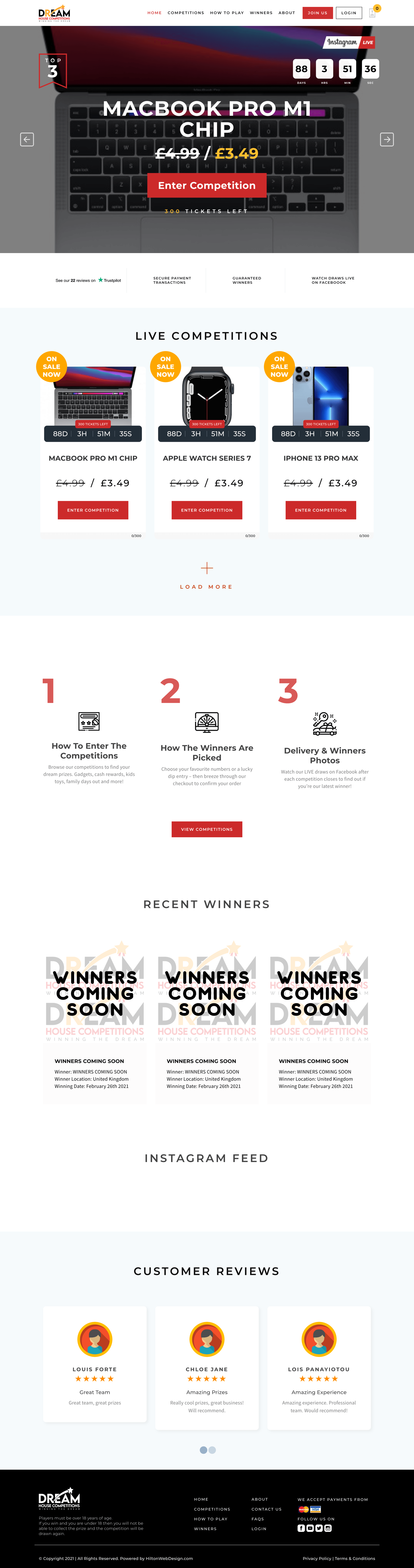 High-Converting Raffle & Competition Web Design | HiltonWebDesign.com