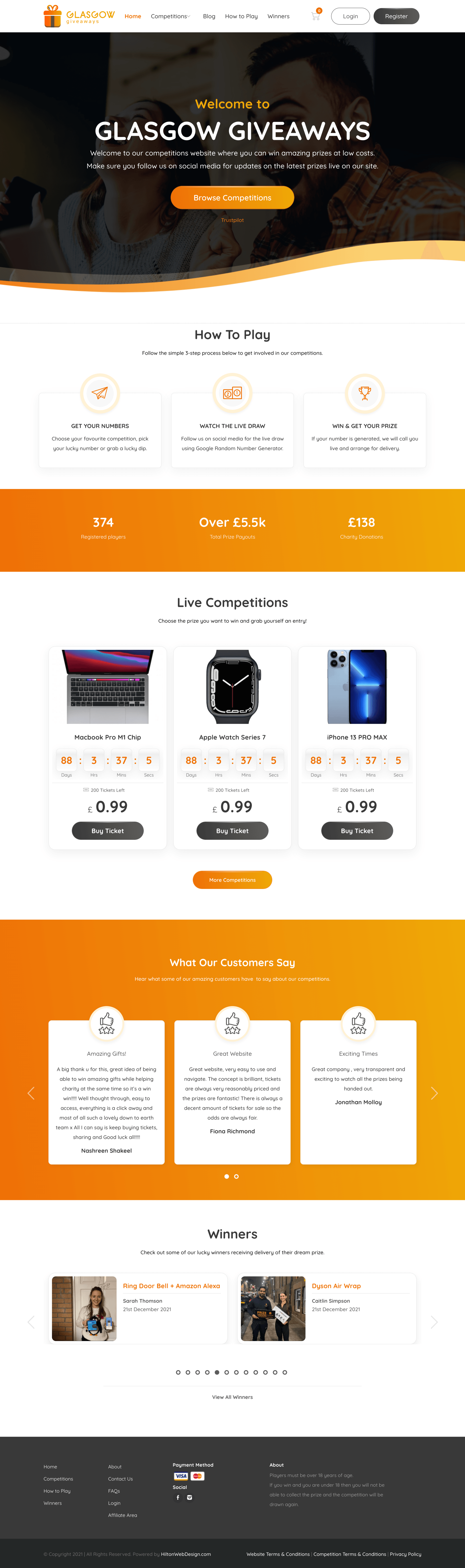 High-Converting Raffle & Competition Web Design | HiltonWebDesign.com