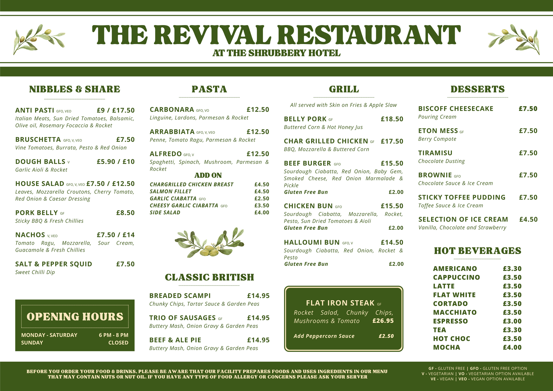 Book your Dinner at The Shrubbery Hotel, Ilminster