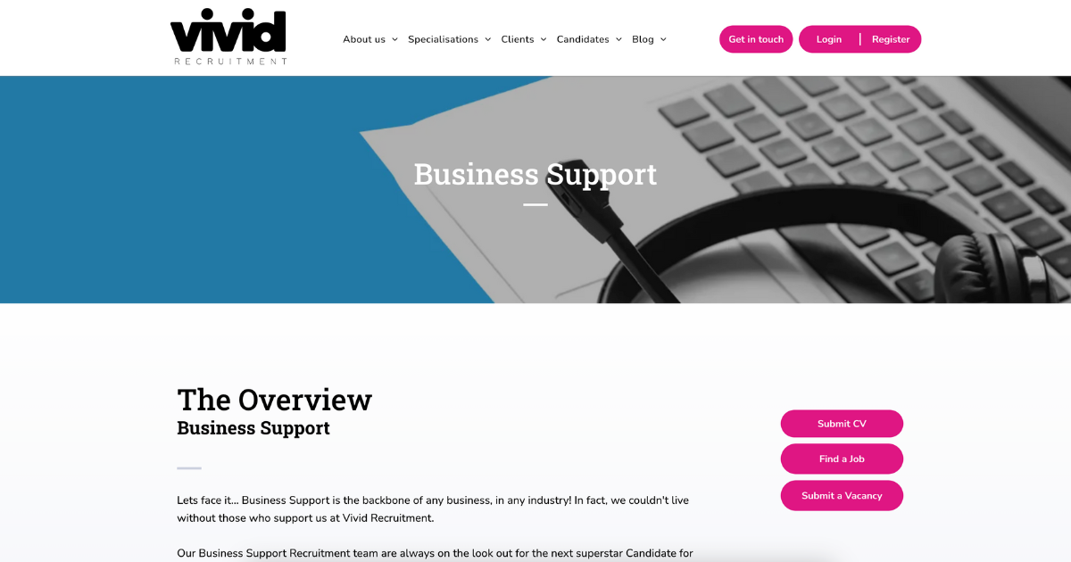 Business Support | Vivid Recruitment