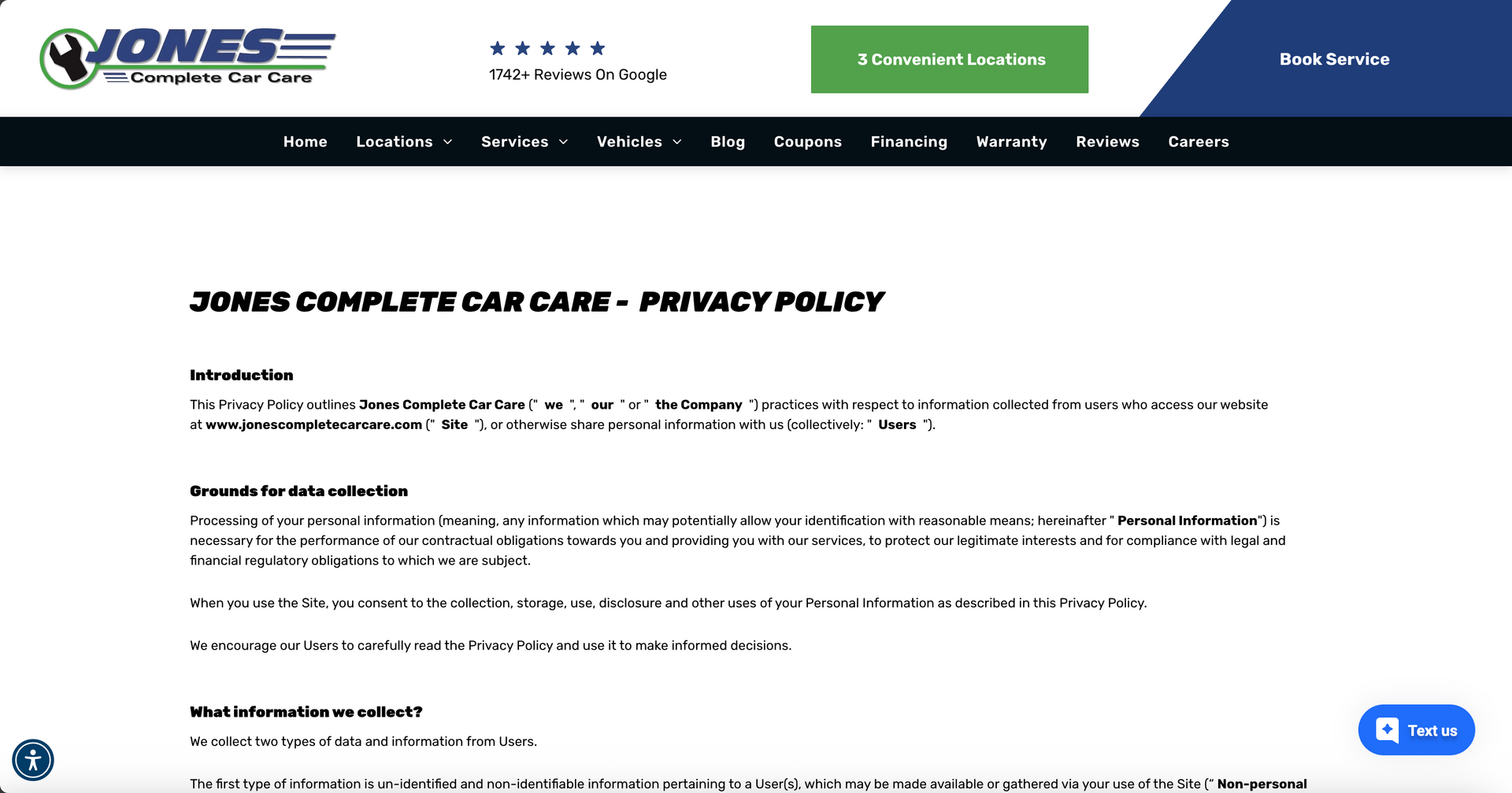 Privacy Policy | Salt Lake County | Jones Car Care