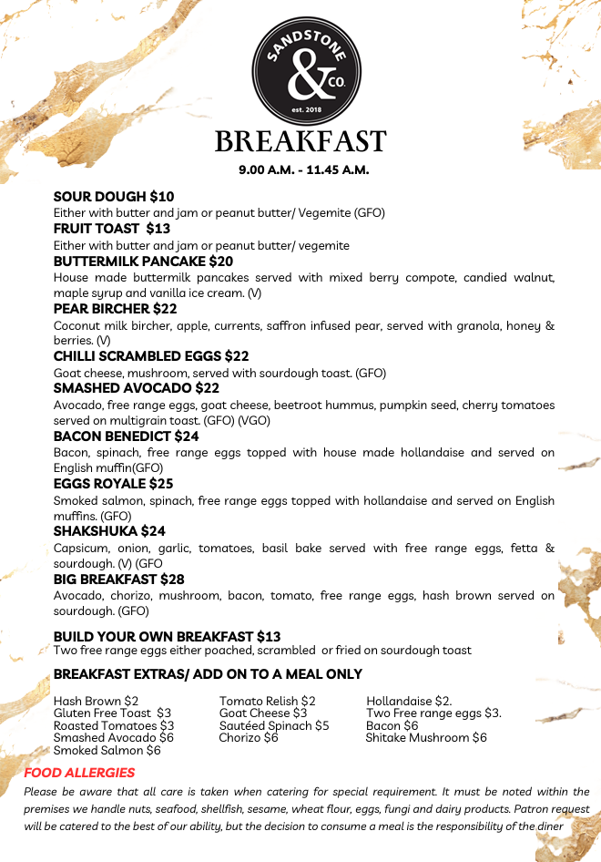 Breakfast - Sandstone & Co Cafe - Geelong