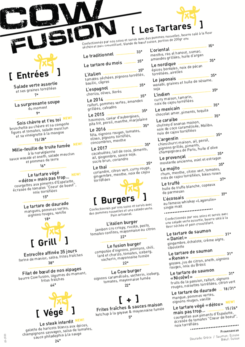 Café de la Collégiale | Cow Fusion | Tartares à Neuchâtel