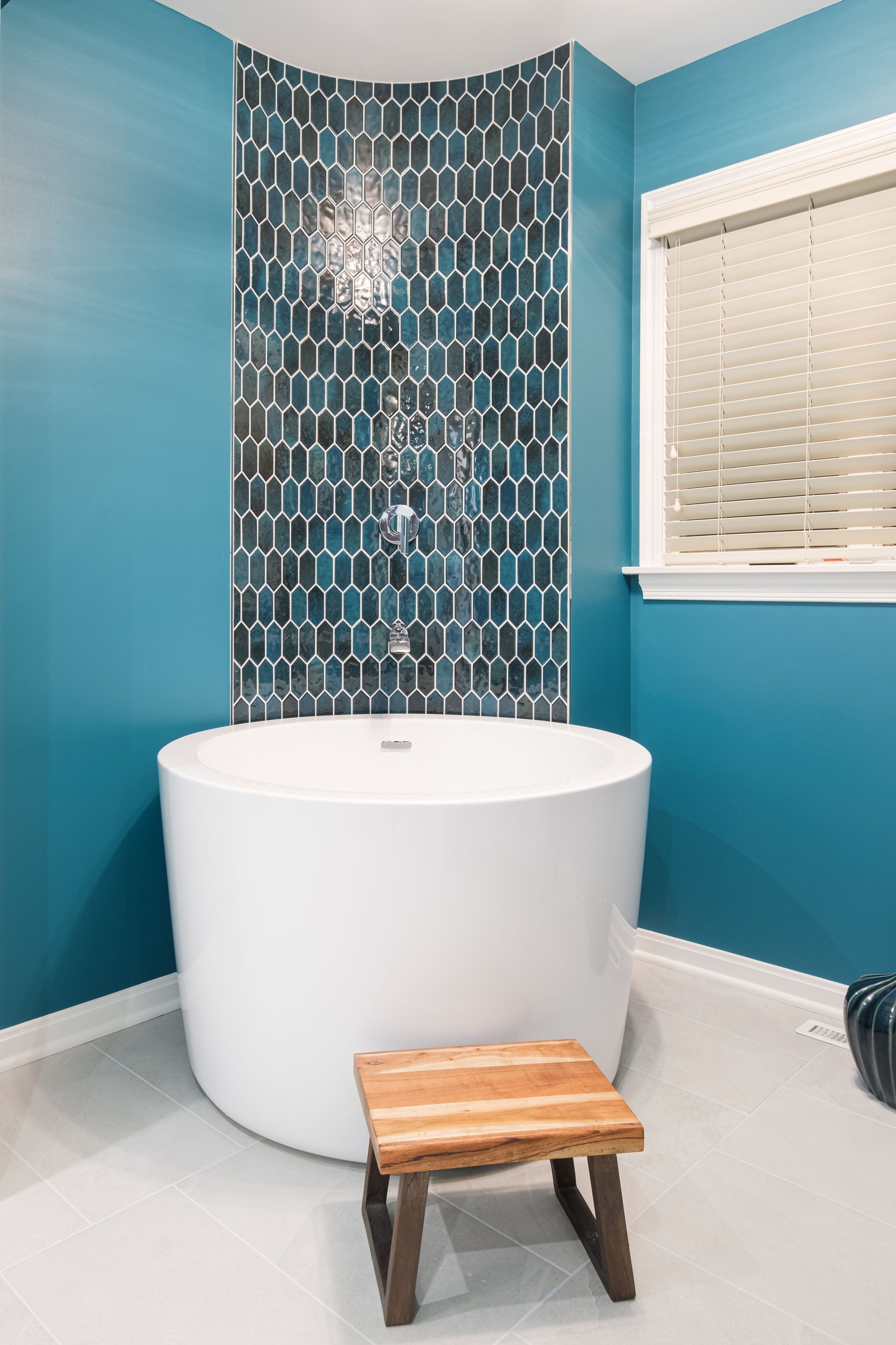 Alluring Teal and Cerulean Blue Bath Remodel in Hudson, OH