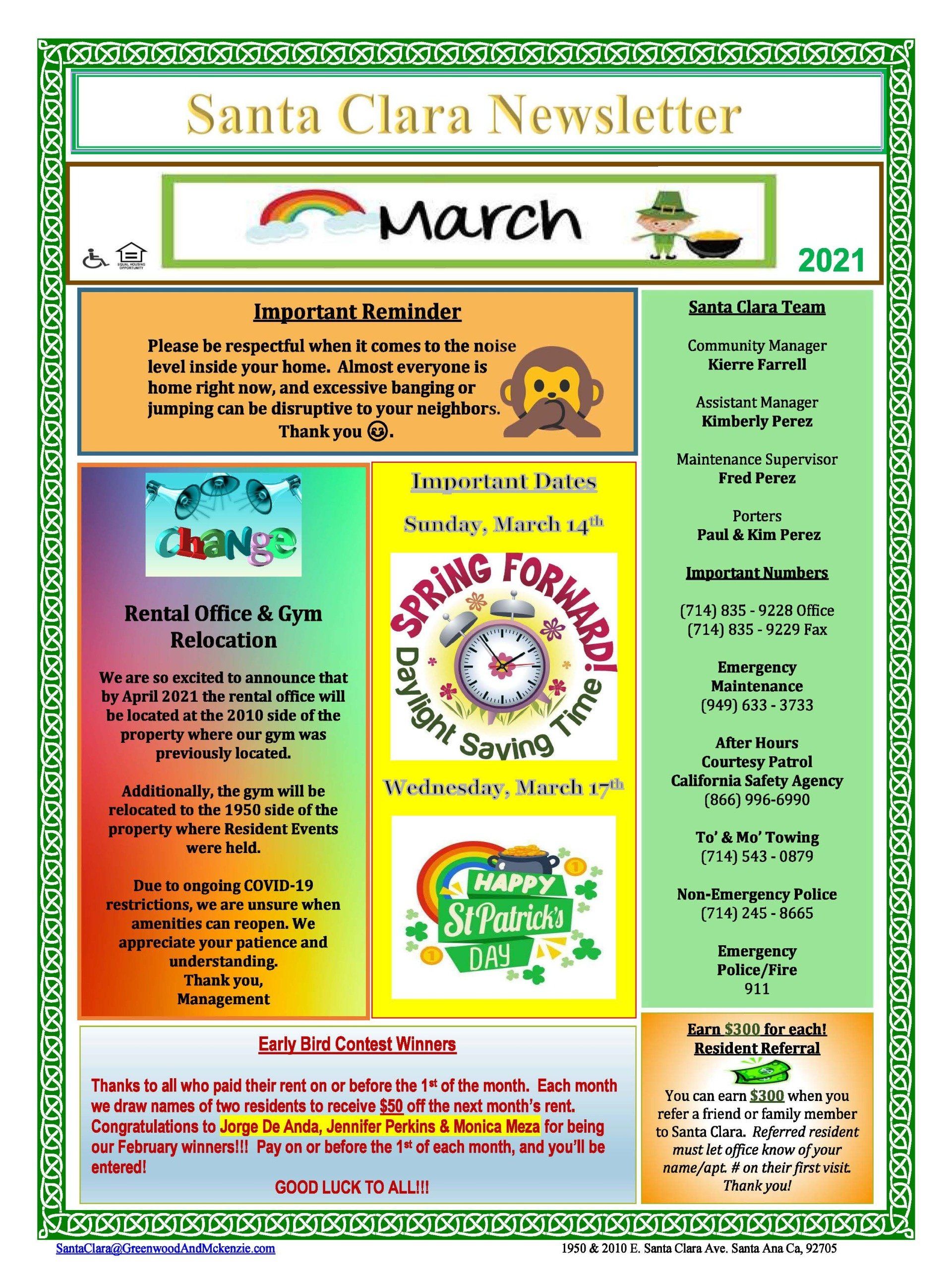 Resident Newsletter - March