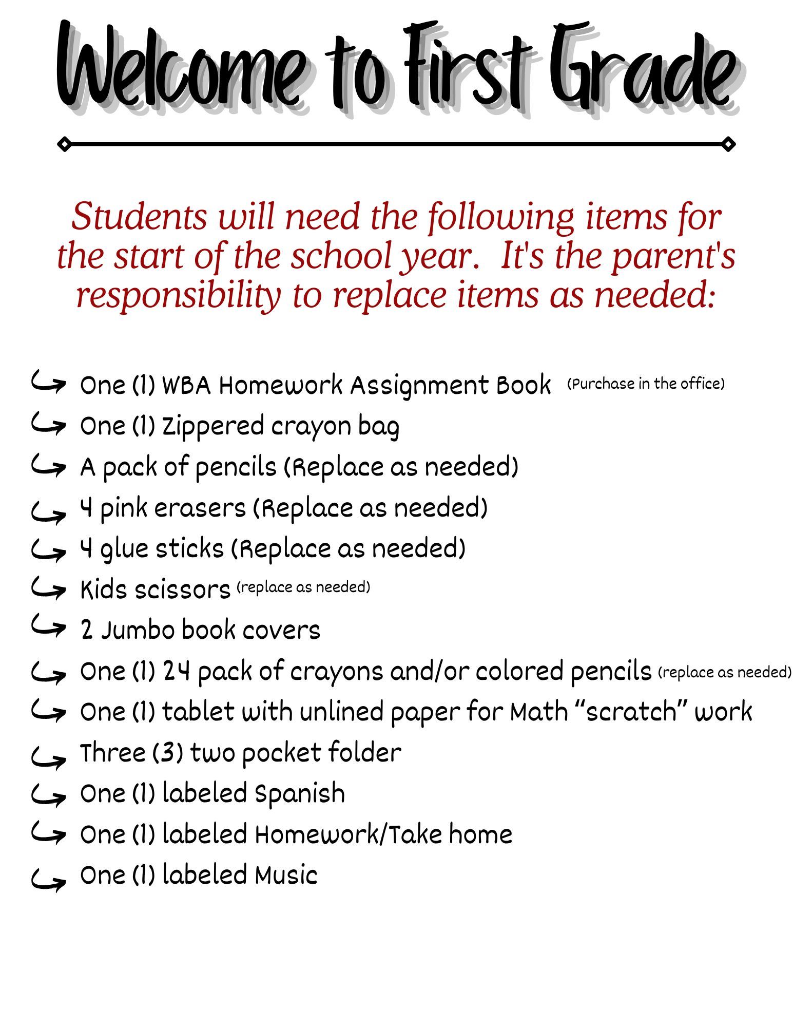 1st Supplies | WILKES-BARRE ACADEMY | Wilkes-Barre, PA.