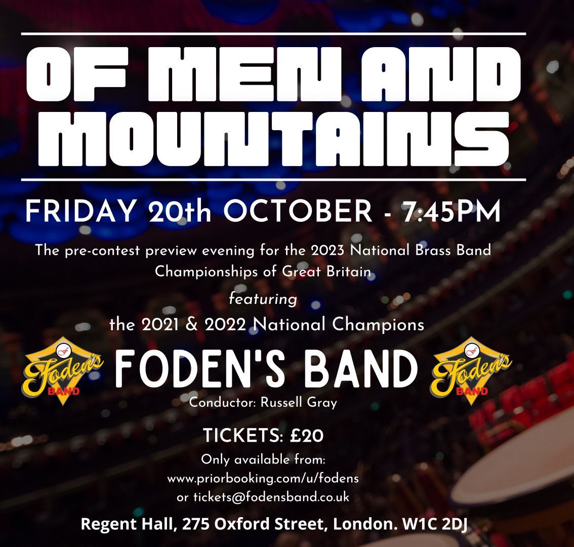 Foden's announce their Pre Nationals Regent Hall Programme on 20th October