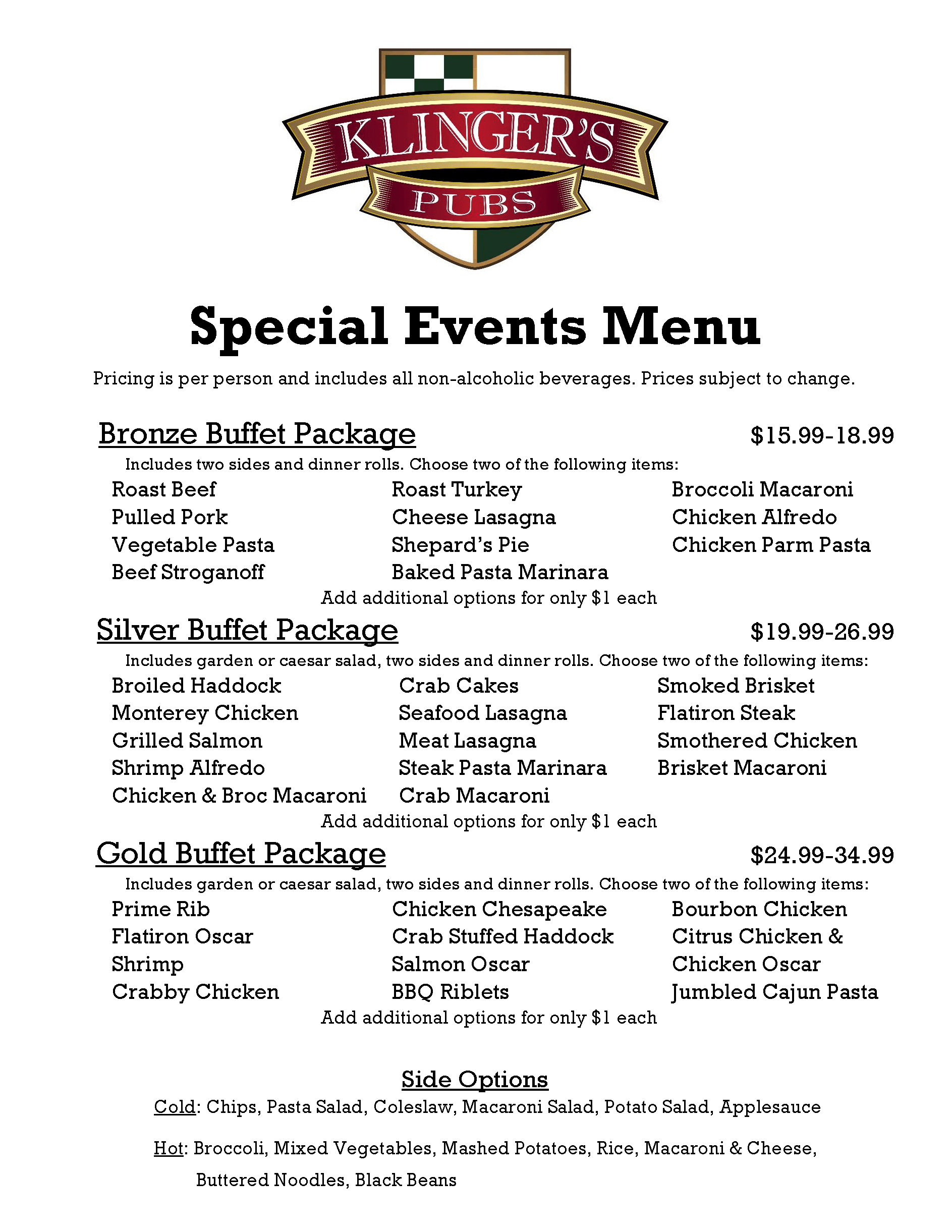 Catering & Special Events | Klinger's at the Airport