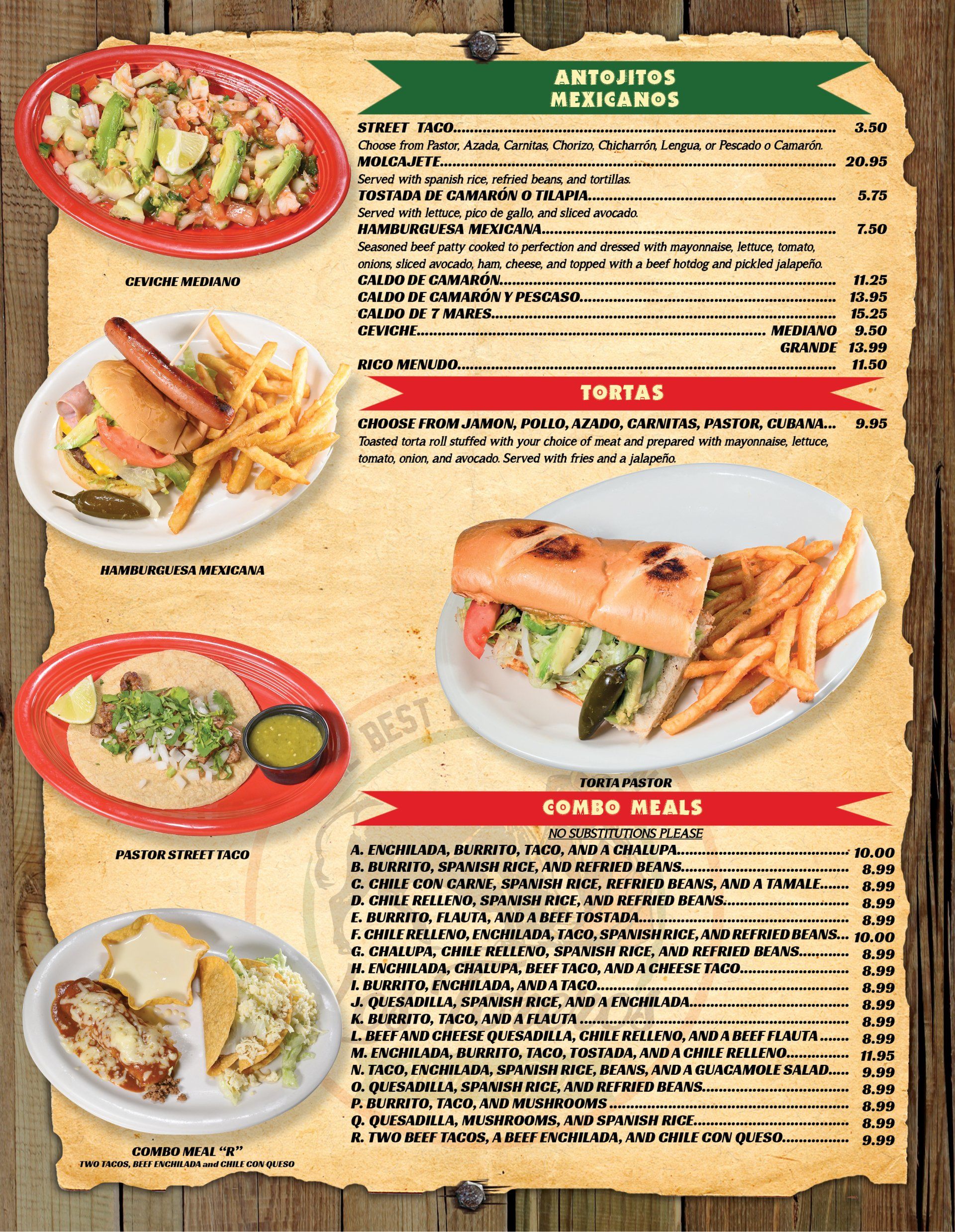 Mexican Food Prattville, AL - Los Toreros Mexican Restaurant Menu