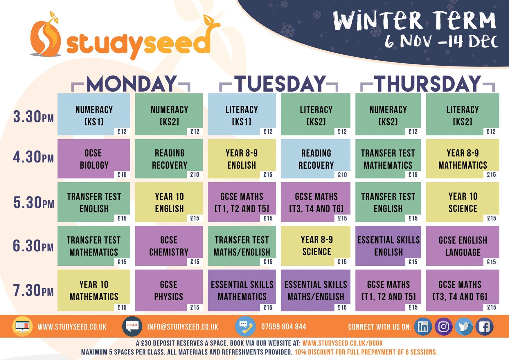 Studyseed Winter Timetable - Craigavon after-school classes and tuition ...