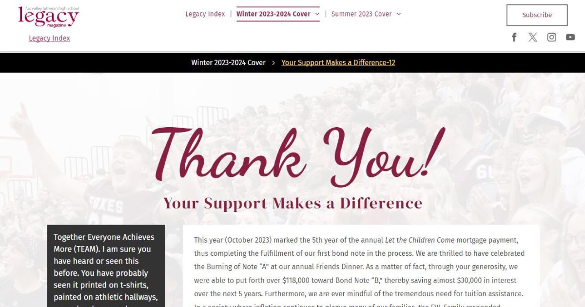 FVL Legacy - Winter 2023-24 - Your Make a Difference