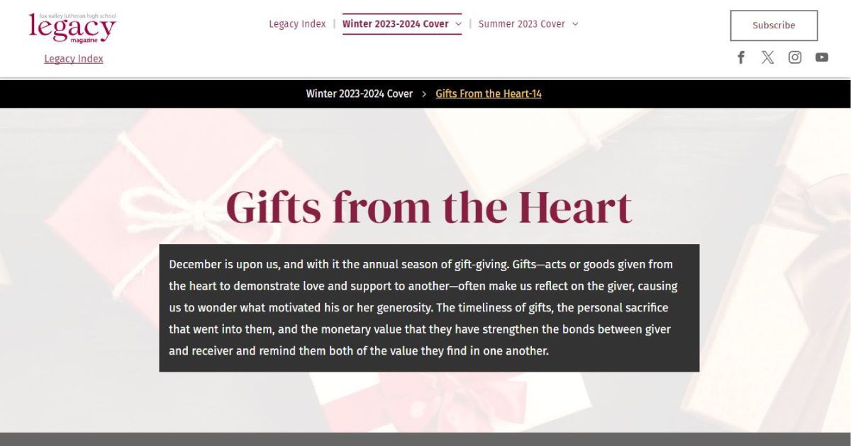 FVL Legacy - Winter 2023-24 - Gifts From the Heart