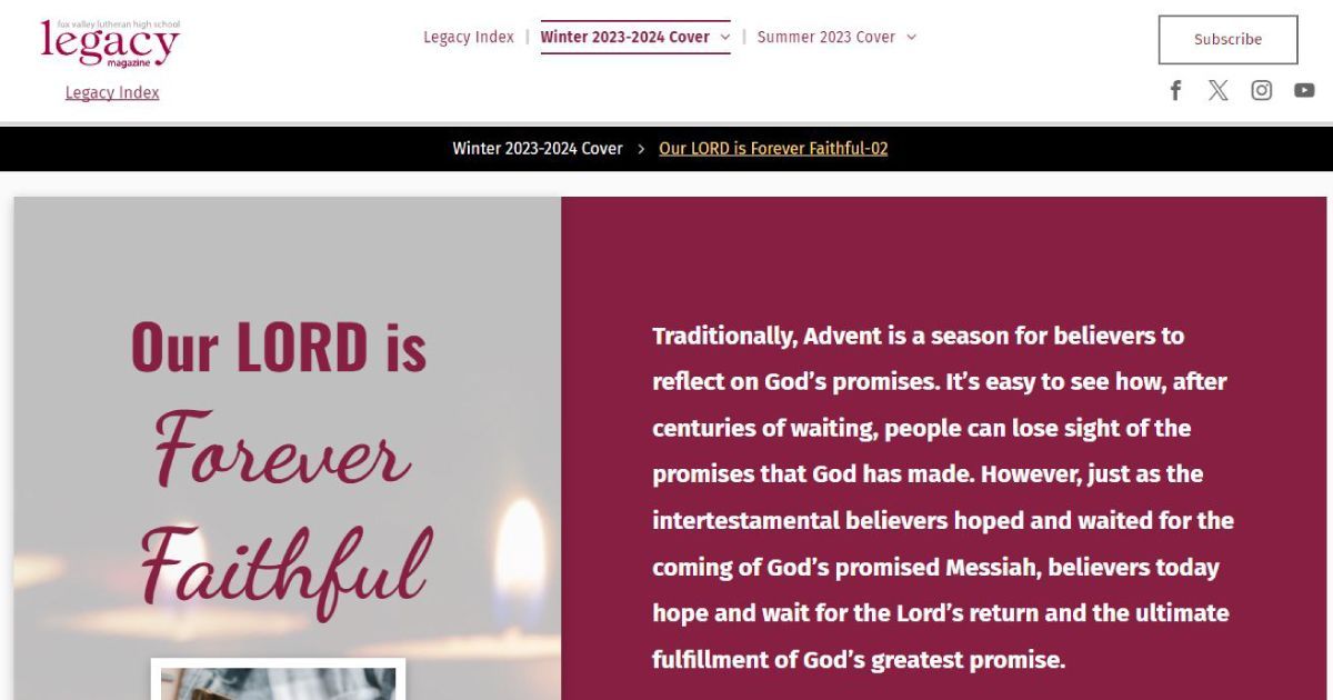 FVL Legacy Magazine - Winter 2023-24 - God is Faithful