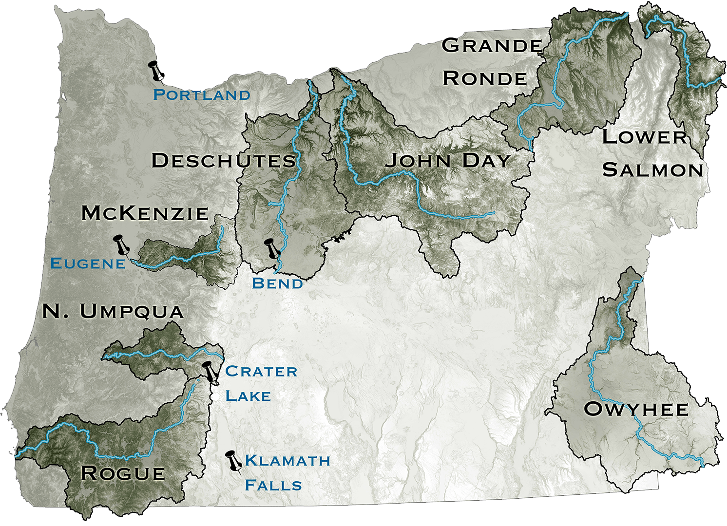 Map of The Best White Water Rafting Oregon Has to Offer