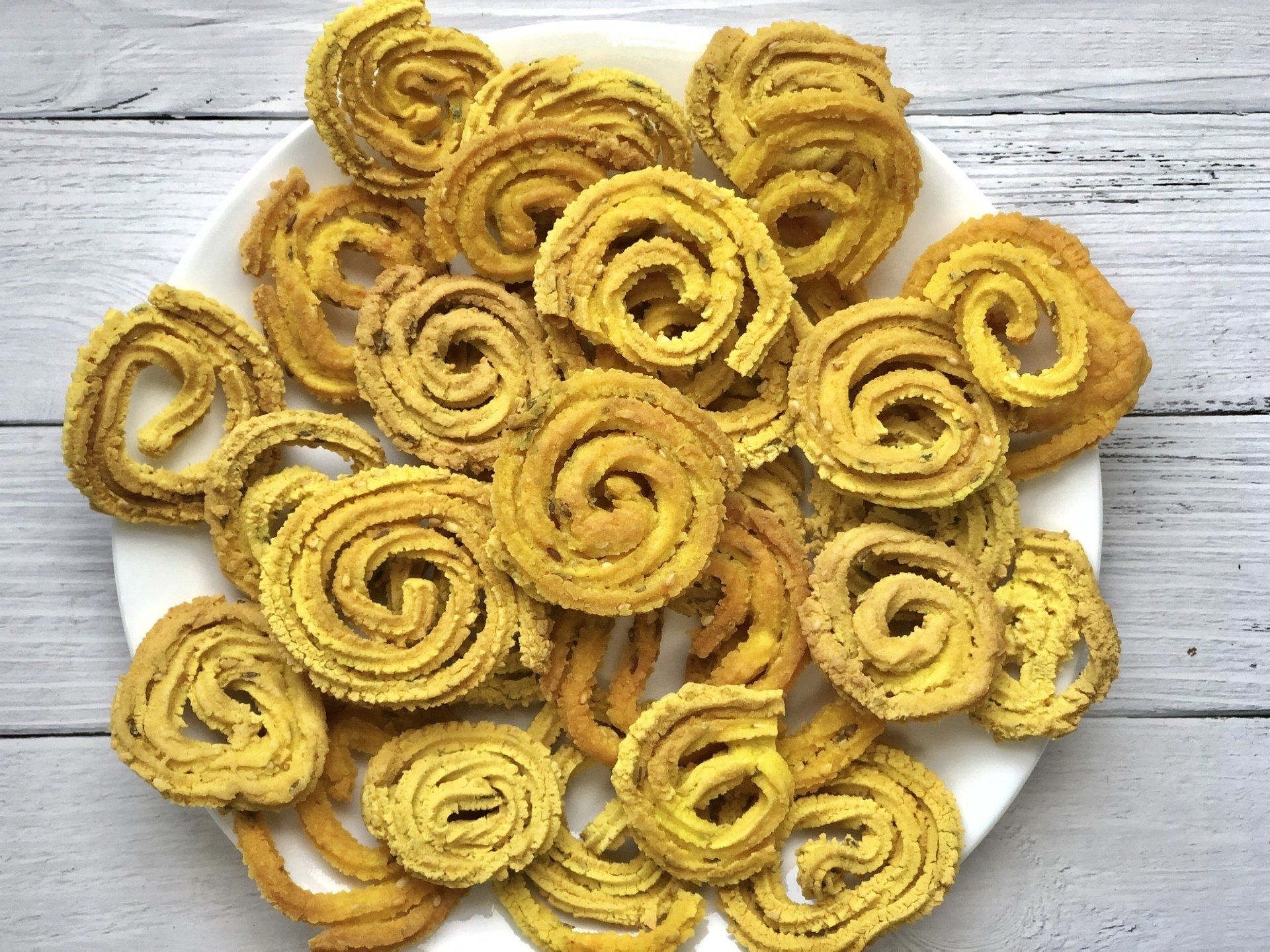 Baked Chakri / Chakli (rice flour savoury swirls)