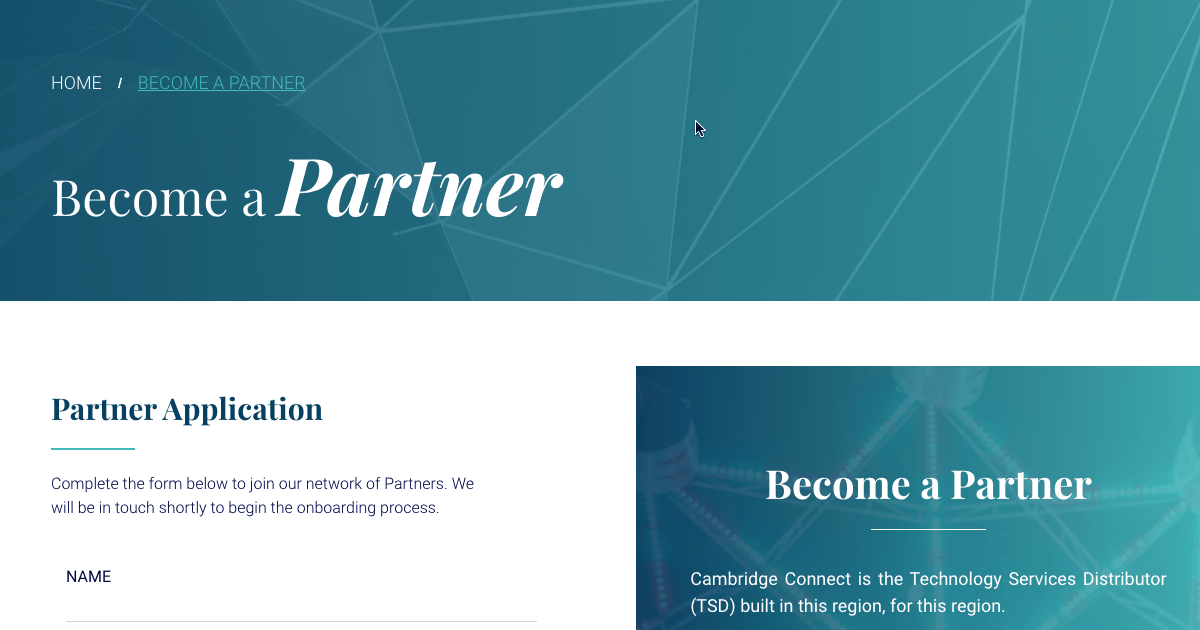 BECOME A PARTNER | Cambridge Connect