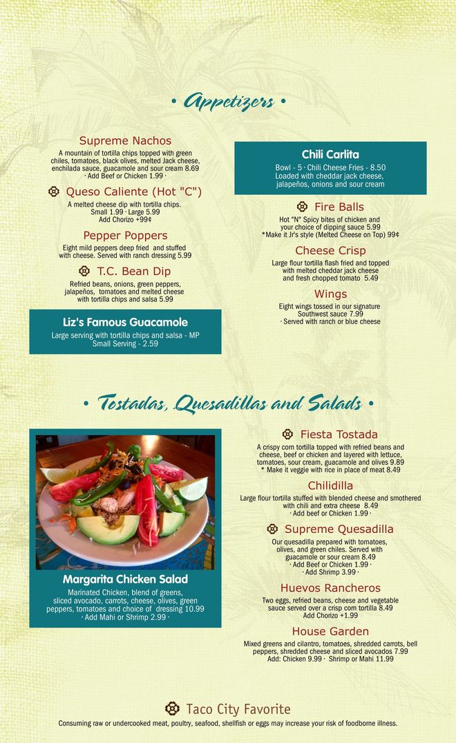 Menu | Cocoa Beach, FL | Taco City