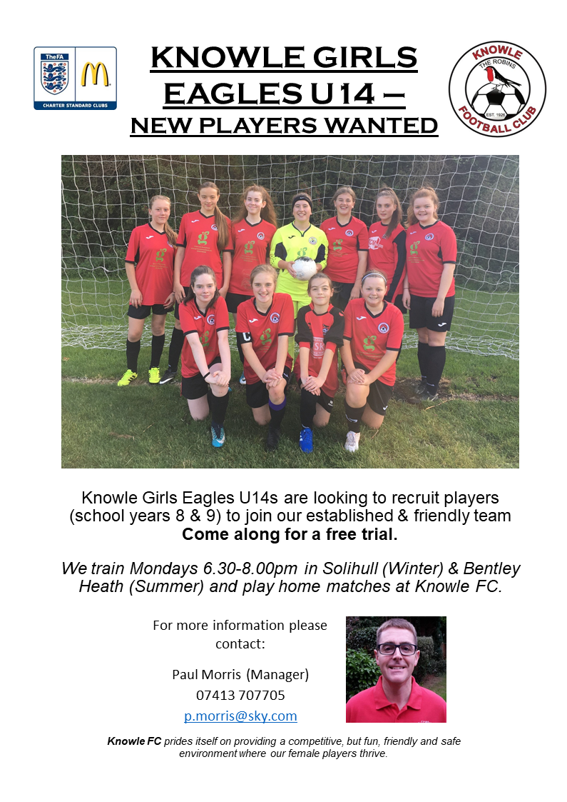 KNOWLE GIRLS EAGLES U14 WANT YOU